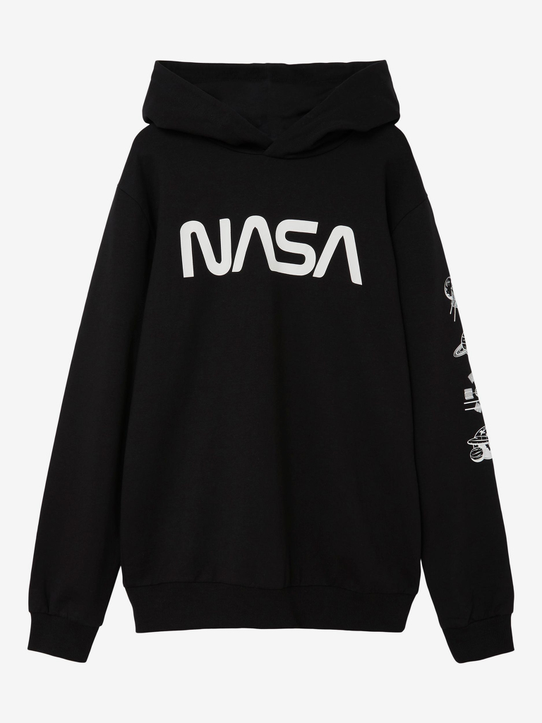 Čierna chlapčenská mikina s kapucňou s názvom Jarl Nasa | TopModa.sk