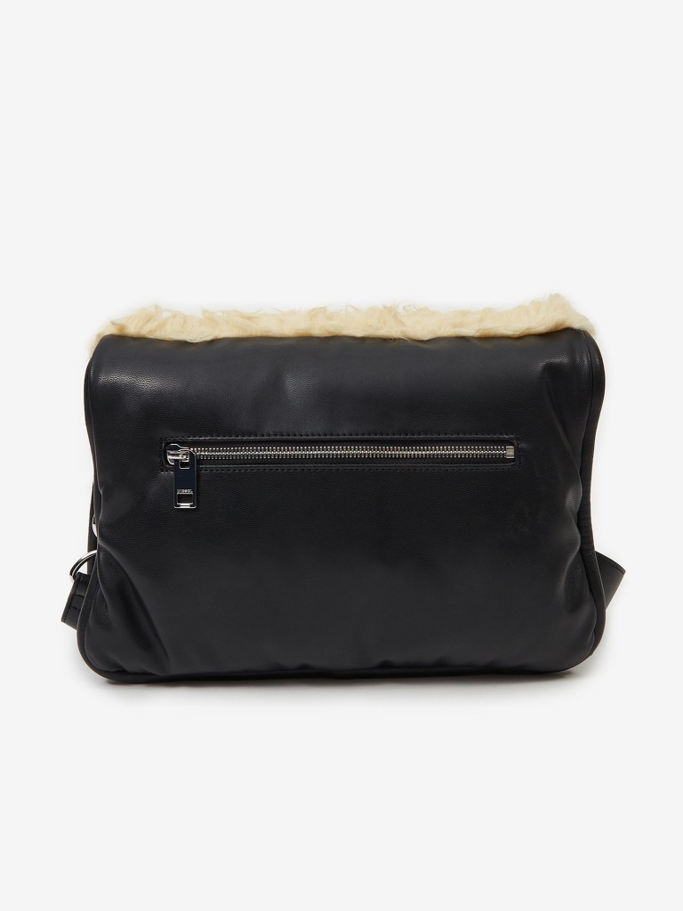 Čierno-béžová dámska crossbody kabelka Diesel z umelej kožušiny ...
