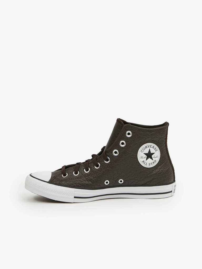Hnedé pánske členkové kožené tenisky Converse Chuck Taylor All Star ...